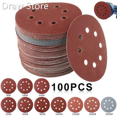 10Pcs 125mm Sandpaper Abrasive Sanding Discs Hook Loop Sandi