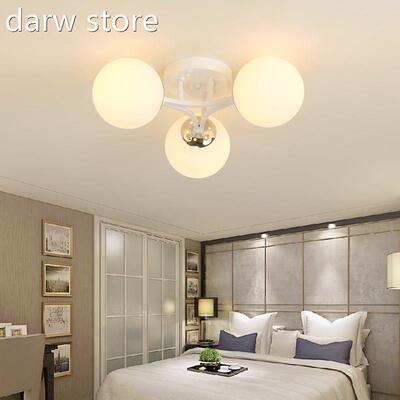Nordic Whie lass Bll Chantd1elier 5 HeadsG LEaD Ceiling Lamp