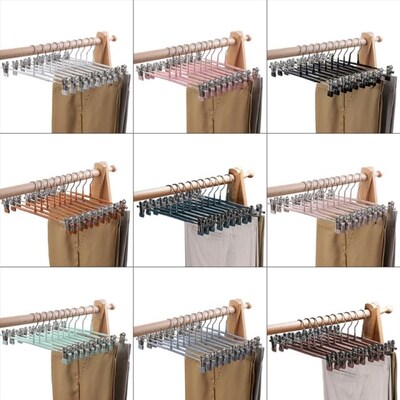 10pcs Bottom Hangers Clothes Coat Trousers Pants Hanging Dry