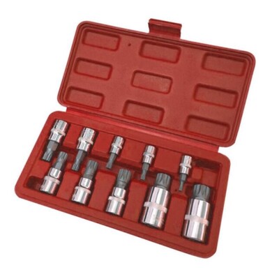 10 Pcs XZN 12 Point Triple Square Spline Bit Socket Set Tamp