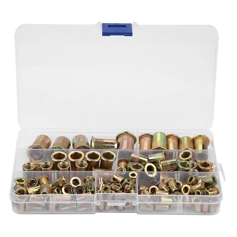 7 Sizes Metric Carbon Steel Nut Kit Flat Head Threaded Inser_虎窝淘