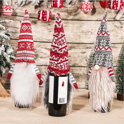 New Year Latest Gnome Faceless Wine Bottle Cover Noel Christ