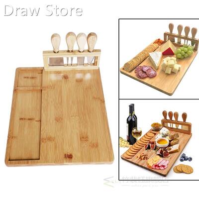 Bamboo Cheese Board Set Charcuterie Board Food Kitchen Cutti