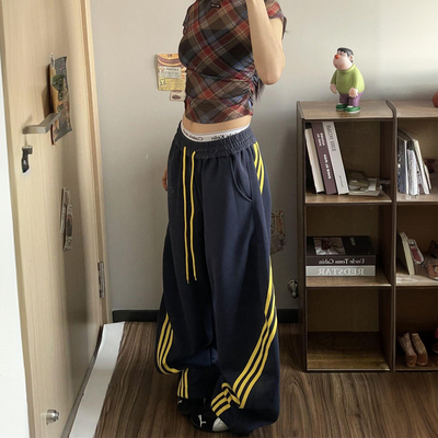 大码女装复古高腰休闲百搭工装裤