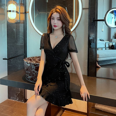 夜店性感女装连衣裙修身显瘦气质足浴工作服新款3613连衣裙