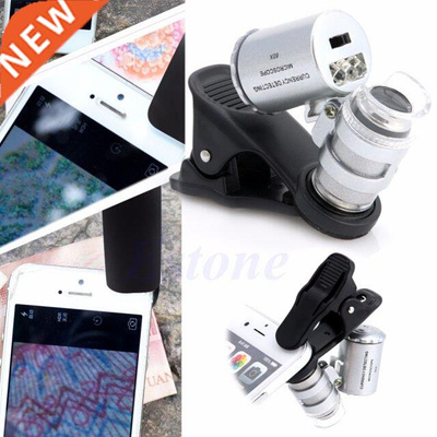 60X Microscope Jeweler Loupe Lens LED Mobile Phone Magnifier