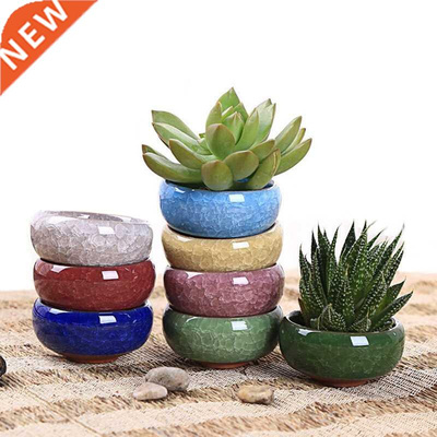 YeFine Ice-Crack Ceramic Flowerpots For Juicy Plants Home an