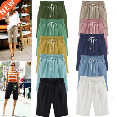 Summer Shorts Women Casual Drawring Elaic Shorts knee le
