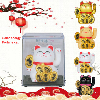 2inch Solar Powered Maneki Neko Lucky Cat Welcoming Chinese