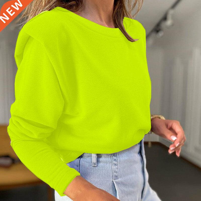 Gray Autumn Long Sleeve with Shoulder Pad Sweatshirts Casual