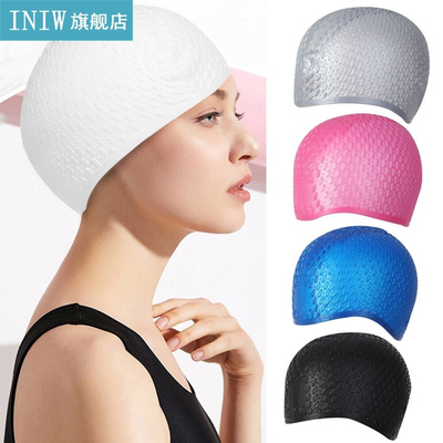 Adults Fashion Silicone Swimming Cap Water Drop Shape Non-sl