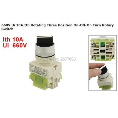 660V Ui 10A Ith Rotating Three Position On-Off-On 2 NO Turn