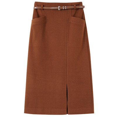 修身显瘦中长款呢子包臀半身裙女