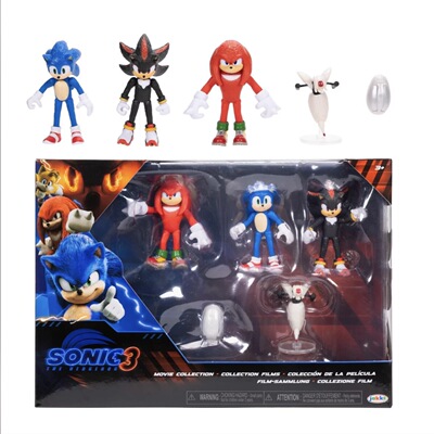 美国JAKKS Sonic 3 Movie索尼克夏特2.5英寸四件套手办礼物套装