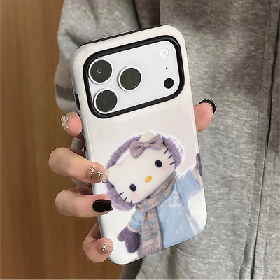 毛衣kitty猫适用苹果17pro手机壳iPhone16promax冬天15可爱14女13卡通小米新款12华为op防摔保护套8plus菲林x