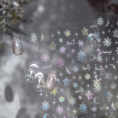 tomoni贝壳光美甲贴纸 圣诞冰透指甲贴毛衣雪花美甲辅助贴纸5257