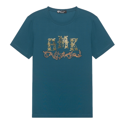 ANDREW MACKENZIE意大利男装 时尚珠片绣 男士圆领短袖T恤夏季