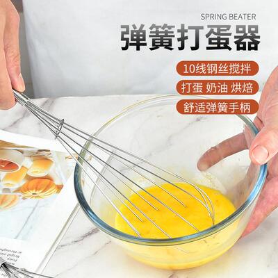 Stainless Steel Wire Manual Egg Beater with Spring Handle, M