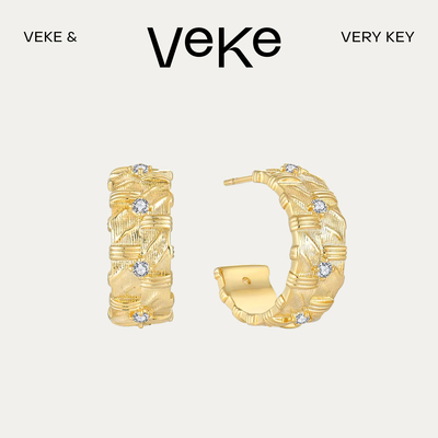 VEKE「褶皱」925银针耳饰高级感写实轻奢编织纹时尚耳钉SE18654A