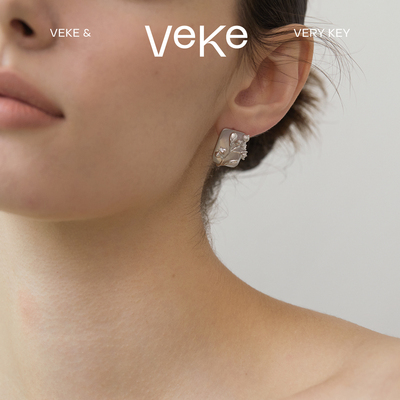 VEKE「花簇」925银针手工镶嵌高级感轻奢精致耳饰耳钉SE19696A