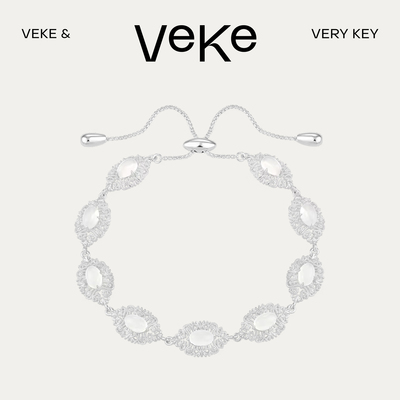 VEKE「月笼纱」高颜值时尚礼物女士手链气质银色蕾丝手链BR17112A