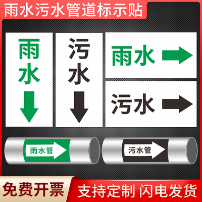 雨水污水管流向标识贴