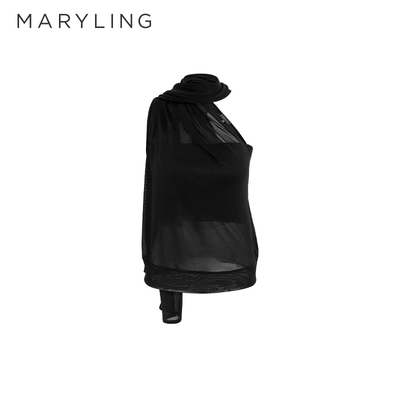 MARYLING玛俪琳奥莱outlets不对称围脖式设计感上衣A1FBW28020