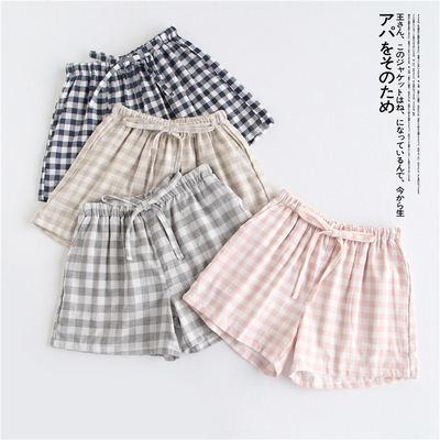 Versatile casual printed plaid home shorts  印花格子家居短裤