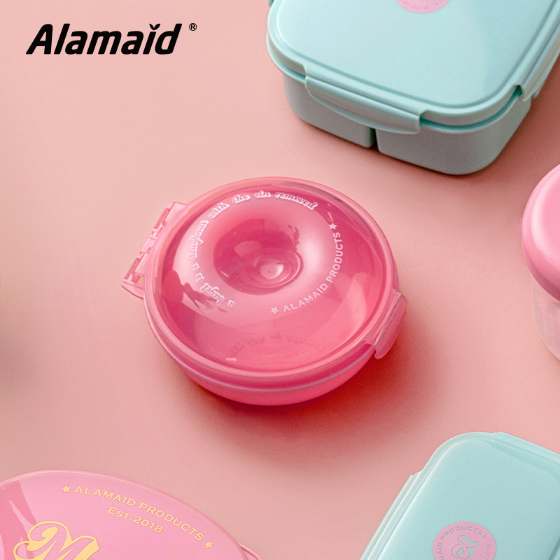 Alamaid 贝果盒粉色面包盒塑料上班族便携早餐面包保鲜盒午餐盒