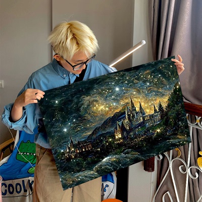 霍格沃茨的夜晚钻石画手工粘贴画