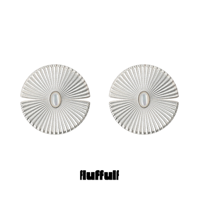 fluffulfS925银浮游褶光波纹耳钉