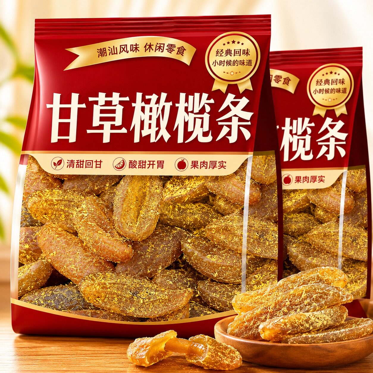 正宗潮汕甘草橄榄条官方旗舰店潮汕特产九制无核0添加果脯传统