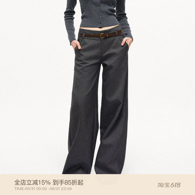 PUKI 莱赛尔立体裁片阔腿休闲百搭垂感低腰直筒西裤