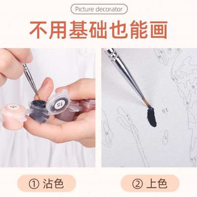 极速可爱新款探逸数字油彩画动物定制iy猫狗照Q片丙烯填色手工装
