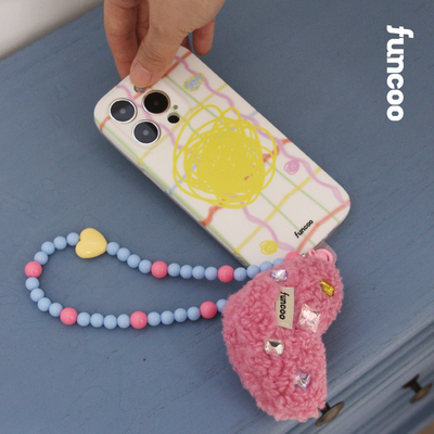 FUNCOO原创设计森林莓果爱心绒亚克力手机便携链条手腕挂链挂饰