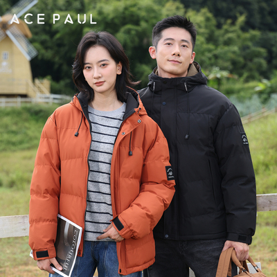 Ace Paul男士连帽棉服冬季休闲宽松外套保暖棉袄上衣