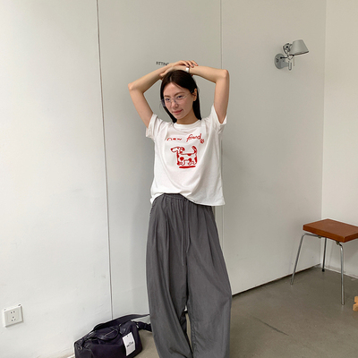 Hand made-夏上新慵懒垂坠感莱赛尔凉感弯刀裤休闲裤9068b