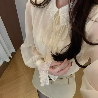 北合-26年早春蕾丝甜美长袖衬衫33B0058