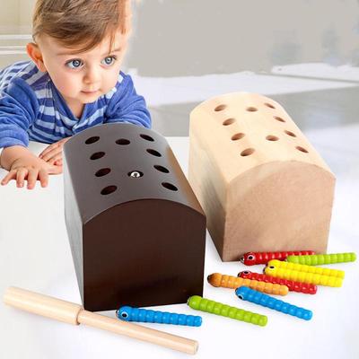儿童趣味早教木制磁性抓虫游戏宝宝手眼协调亲子益智桌面互动玩具