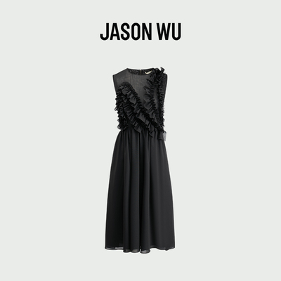 【盘花系列】JASON WU 25新款羊毛纱手工盘花无袖连衣裙长裙