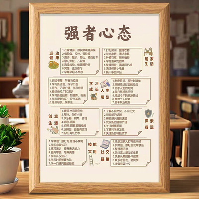 2026自我激励强者心态相框摆件学习简约高颜值办公桌装饰画摆台