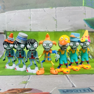 植物大战僵尸玩具小丑僵尸霹雳舞铁网门豌豆射手模型双人对战游戏