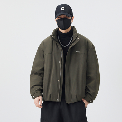 鸭绒羽绒服冬季男款时尚宽松加厚立领夹克青年精工2025年新款外套