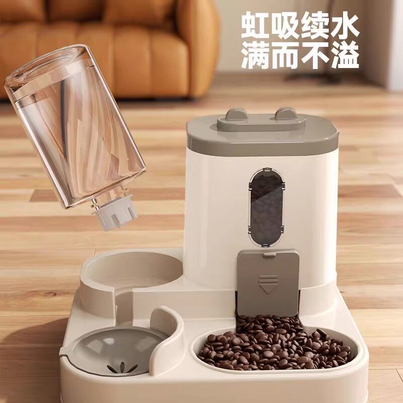 猫碗狗碗猫食盆猫咪猫粮自动喂食器饮水一体猫盆不锈钢宠物喝水碗