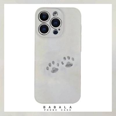 可爱雪地萌趣脚印卡通菲林二合一手机壳适用苹果17nova14华为p70mate60小米15opporen14ovivo荣耀300iPhone16