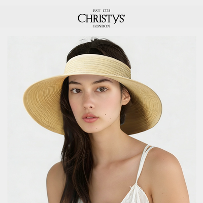 【2026新品】Christys'百年皇室品牌 天然草编织优雅大檐空顶帽
