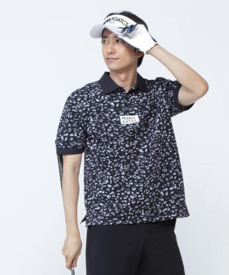 15y95 日单高尔夫男夏季豹纹短袖T恤运动速干翻领POLO衫印花上衣