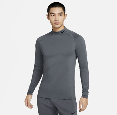 Nike 健身训练紧身透气高领速干PRO长袖加绒T恤 DQ6608-068