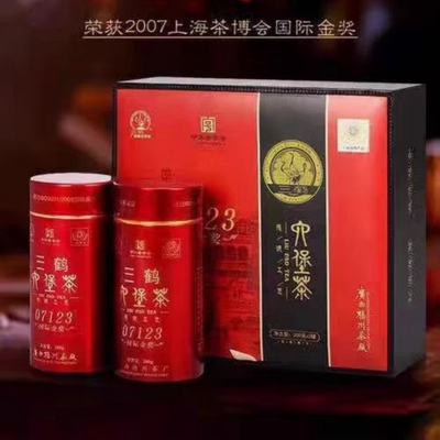三鹤07123六堡茶陈香金奖礼盒