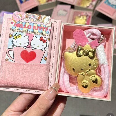 足金999黄金新婚送礼蜡笔小新KT哆啦A梦猫手机链绳钥匙扣包包挂件